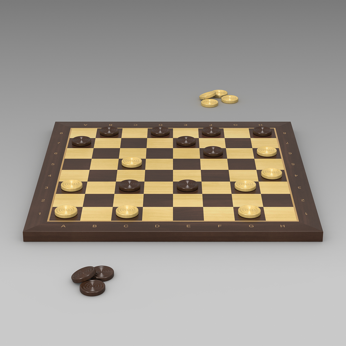 3ds max wood checkerboard objects