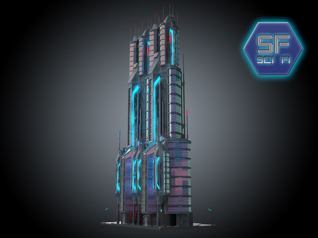 3d model sci fi futuristic building