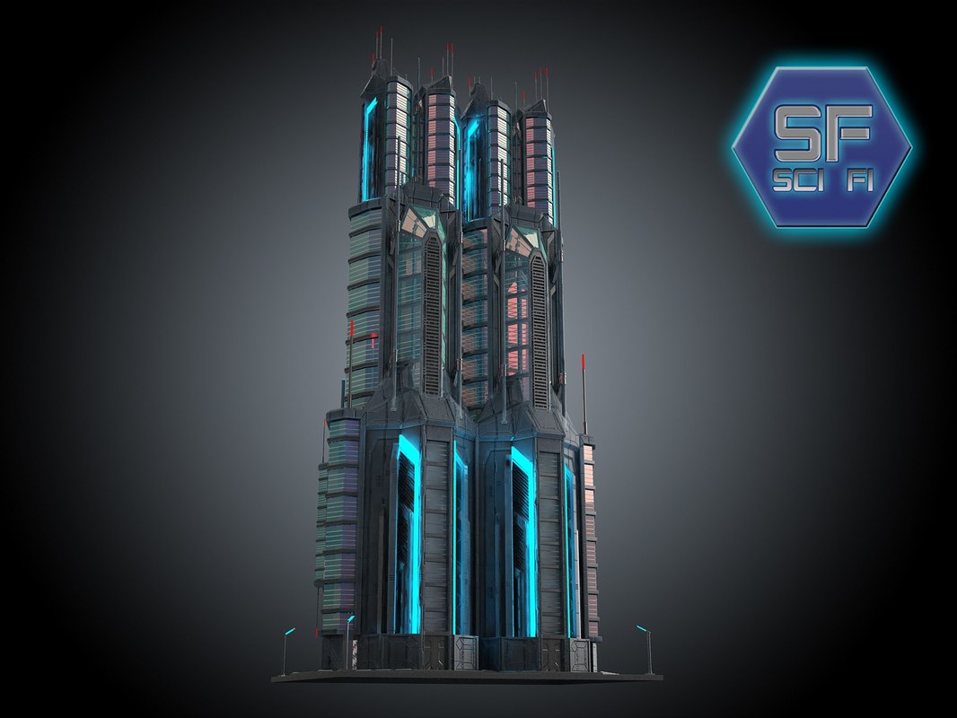 3d model of sci fi futuristic building