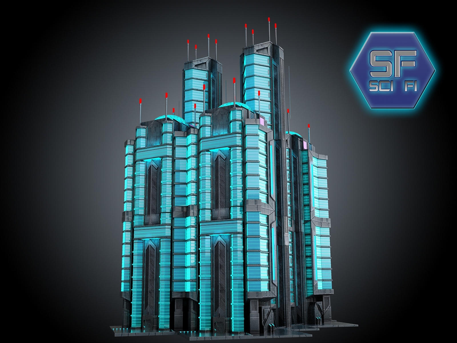 3d model sci fi futuristic building