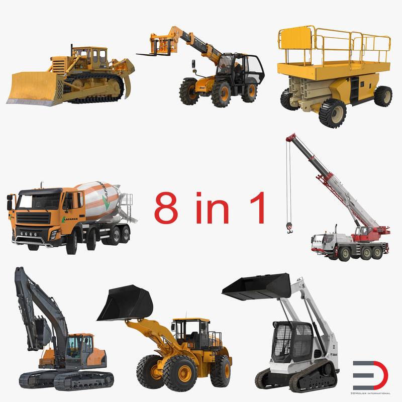 construction vehicles rigged 2 3d ma