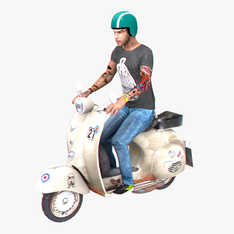vespa rider rigged 3d model