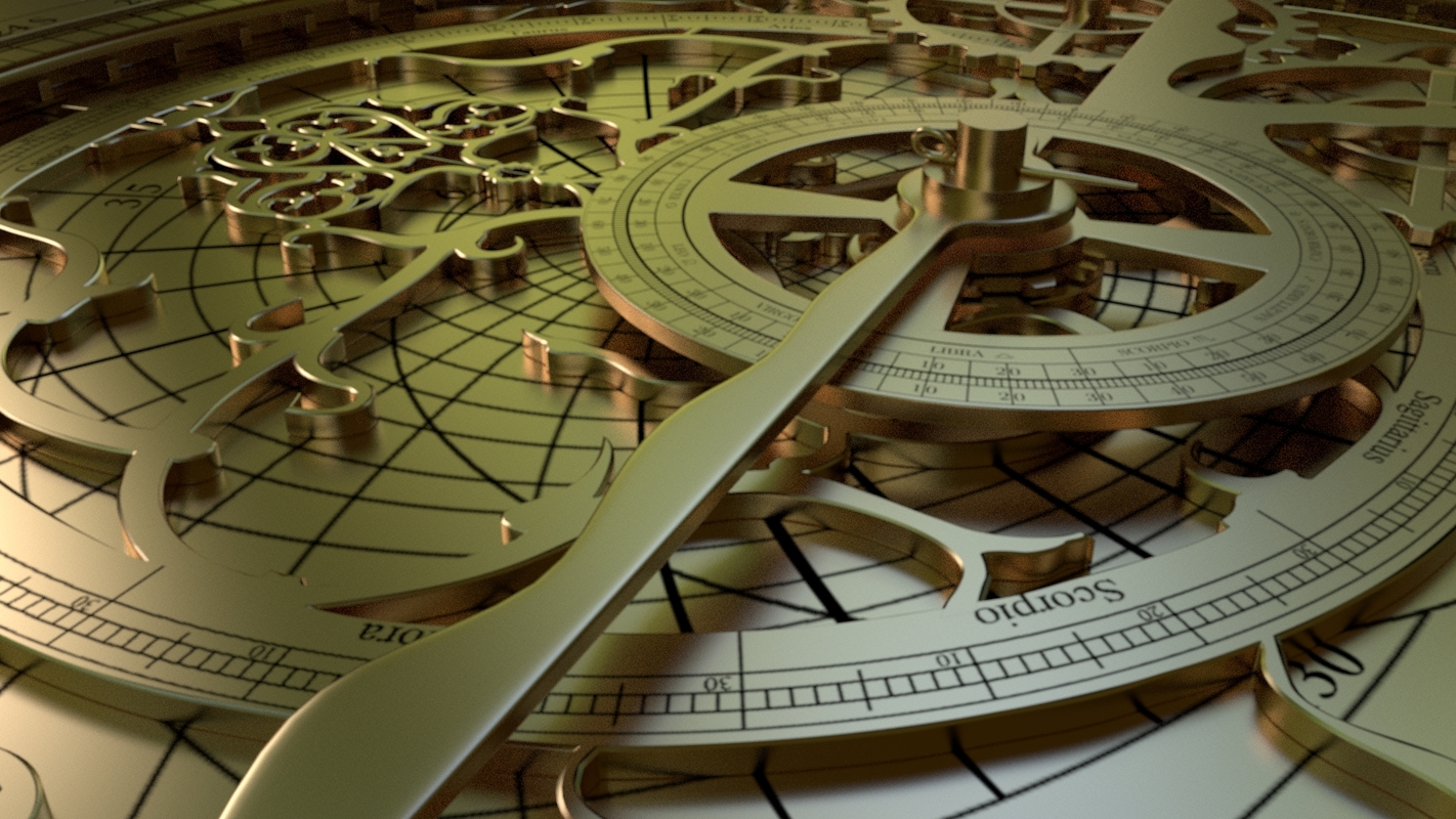 3d hyperrealistic astrolabe