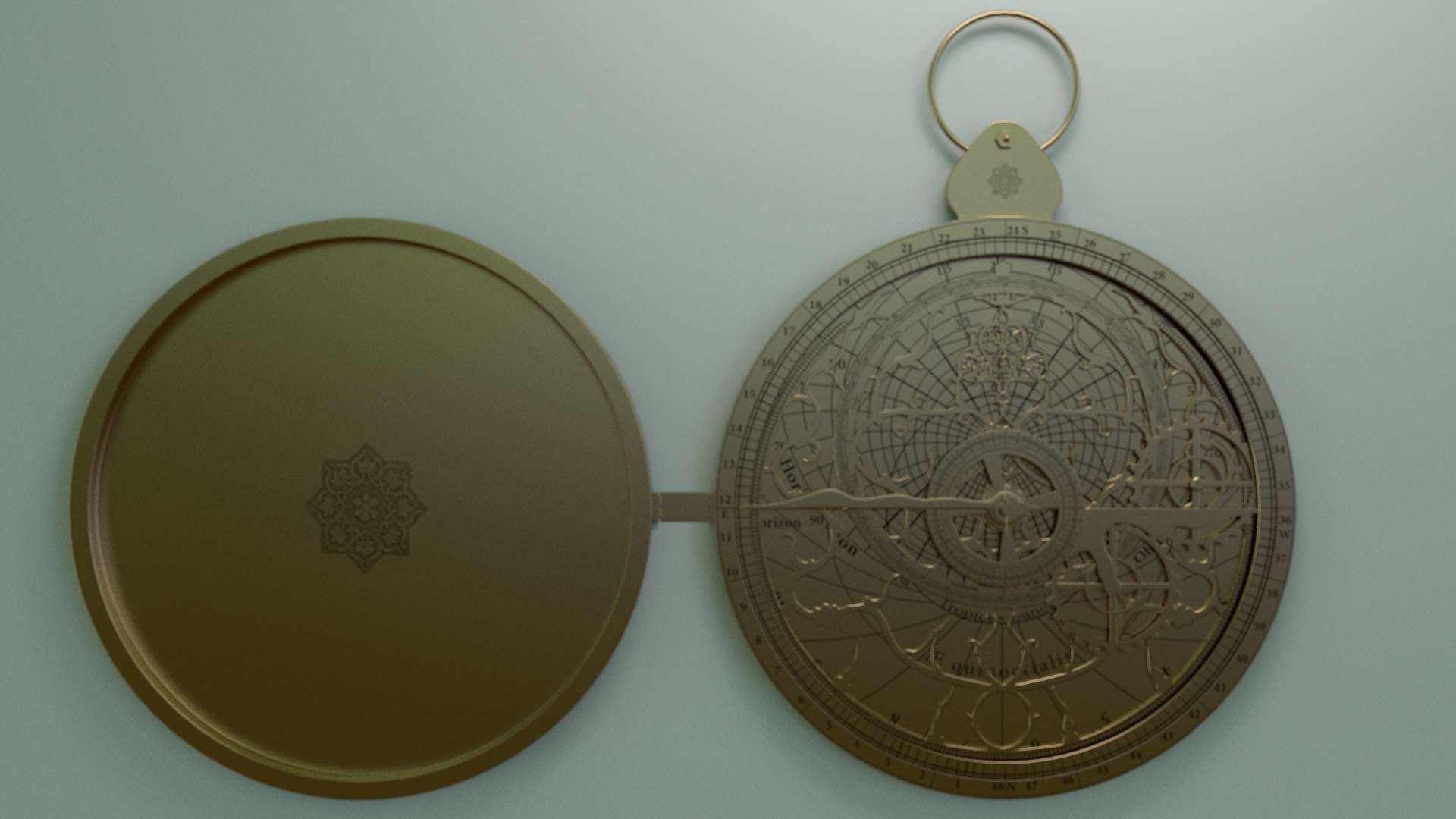 3d hyperrealistic astrolabe