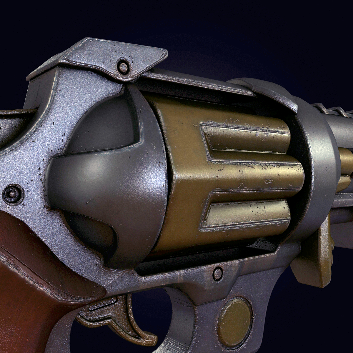 3d steampunk revolver model