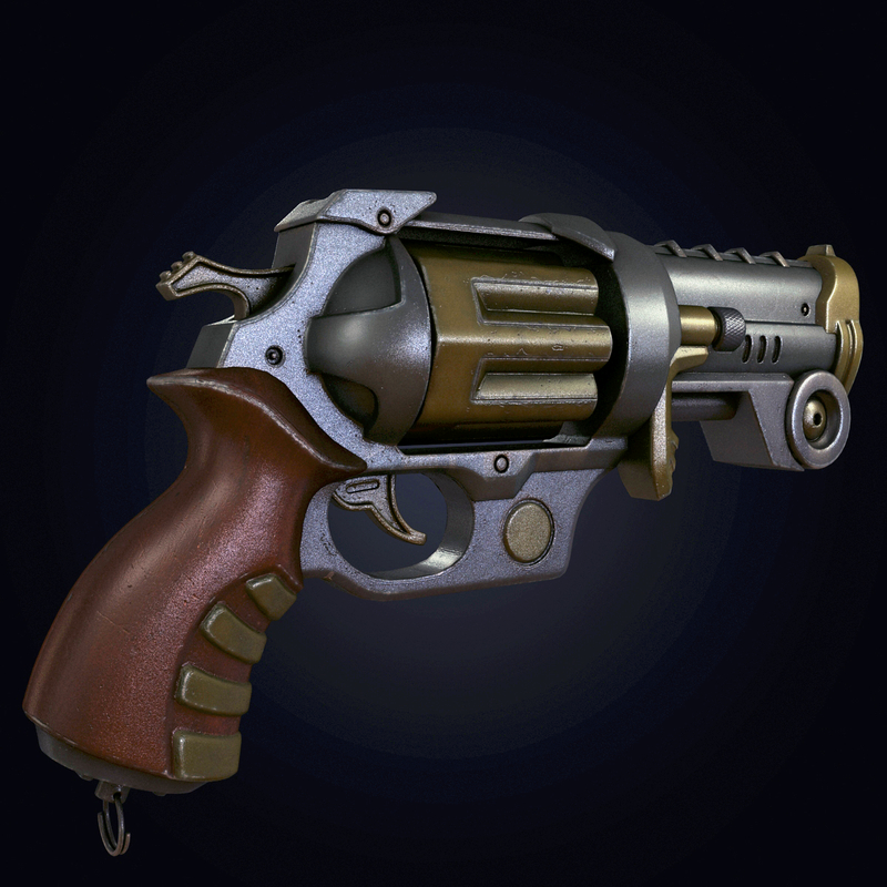 3d steampunk revolver model