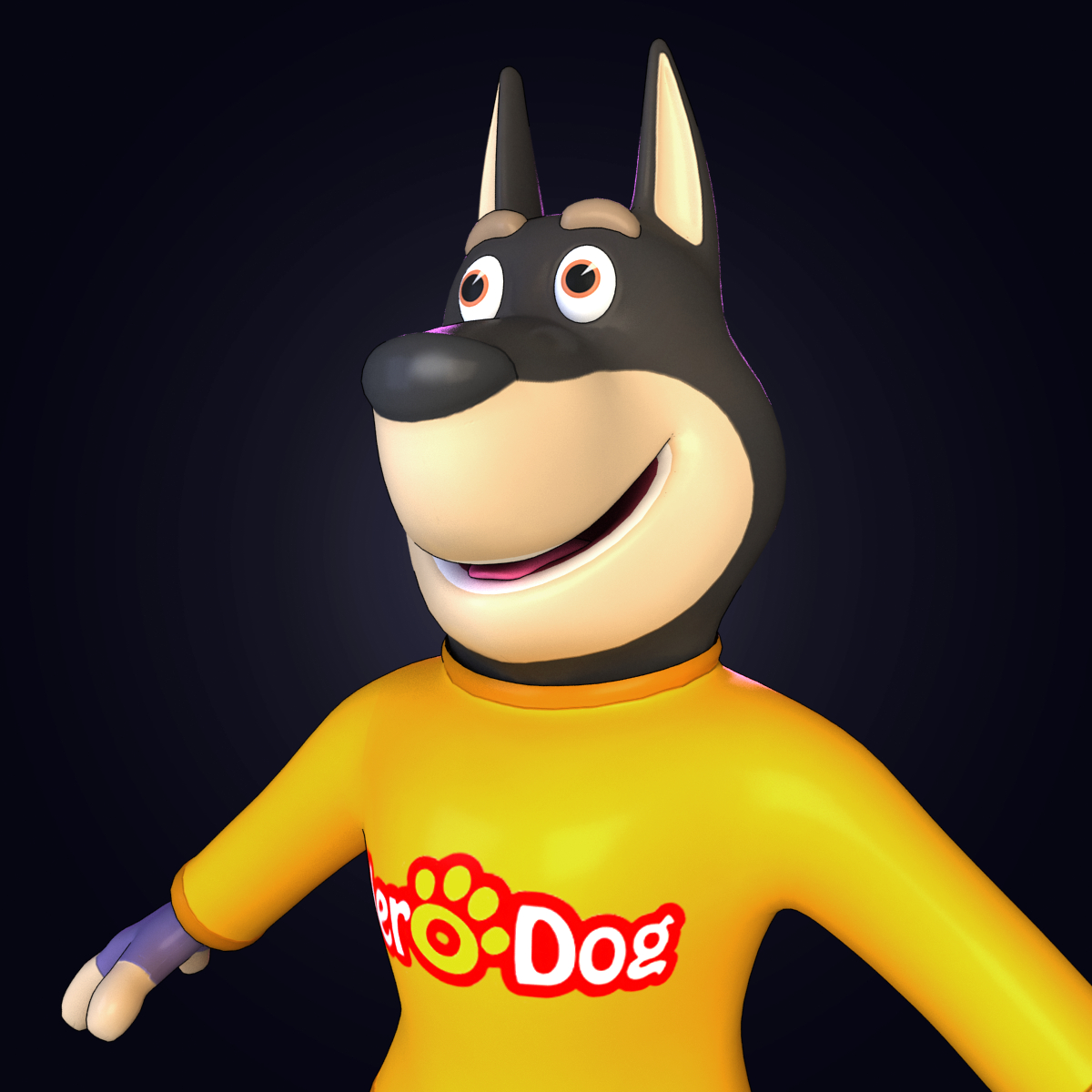 3d model cartoon hero dog