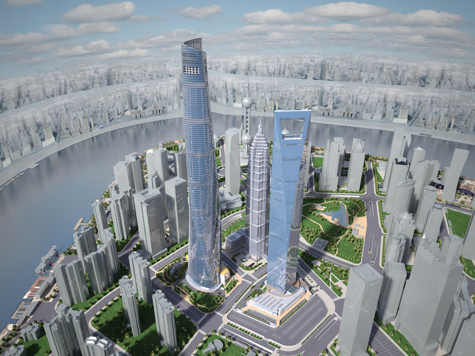 tower shanghai downtown 3d model