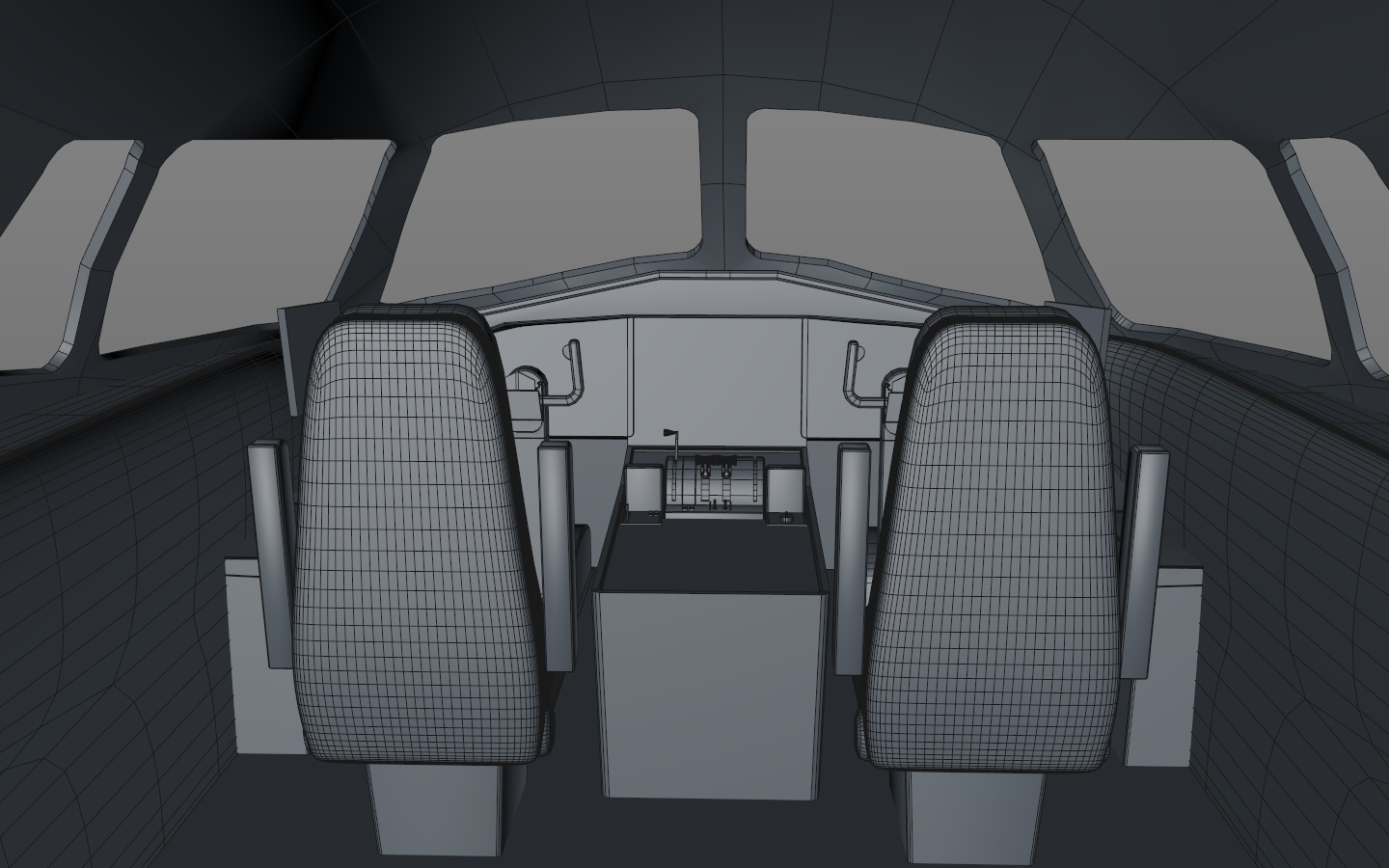 plane interior cockpit 3d model