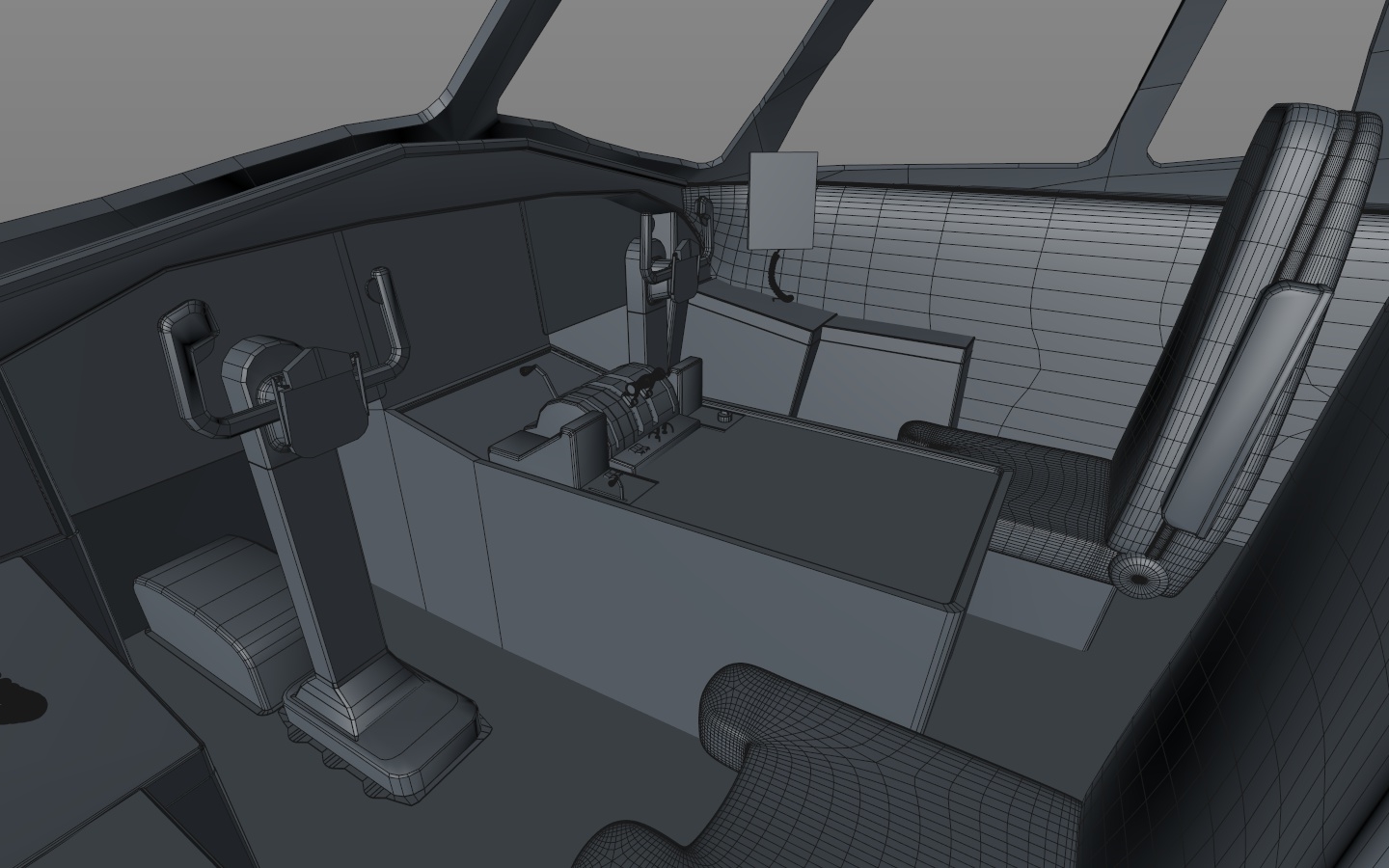 plane interior cockpit 3d model