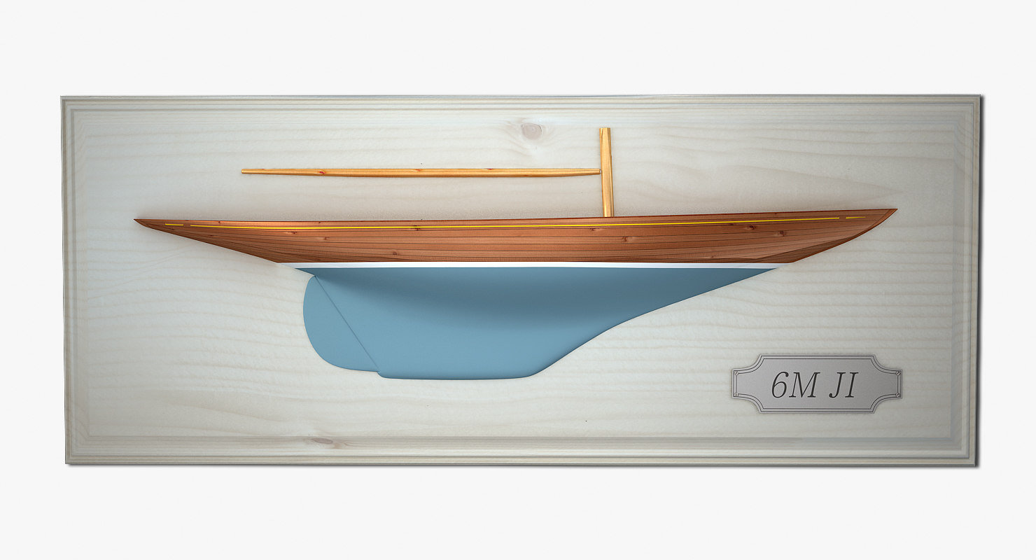 3d model decorative half hull sailboat