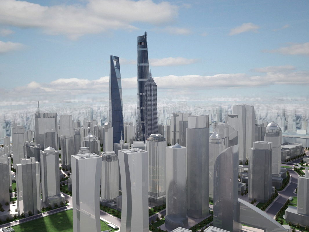 tower shanghai downtown 3d model