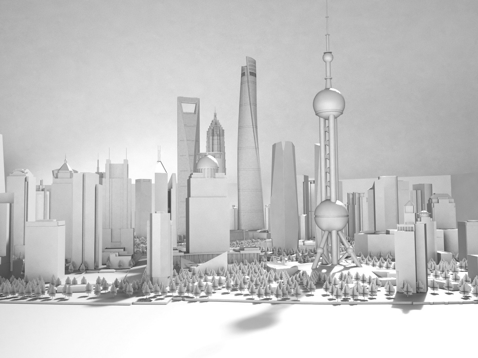 tower shanghai downtown 3d model