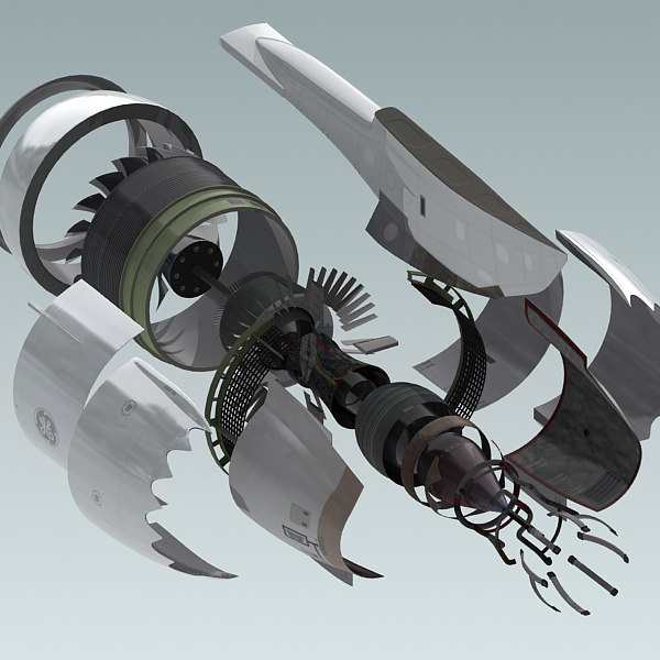 genx-2b jet engine 3d model