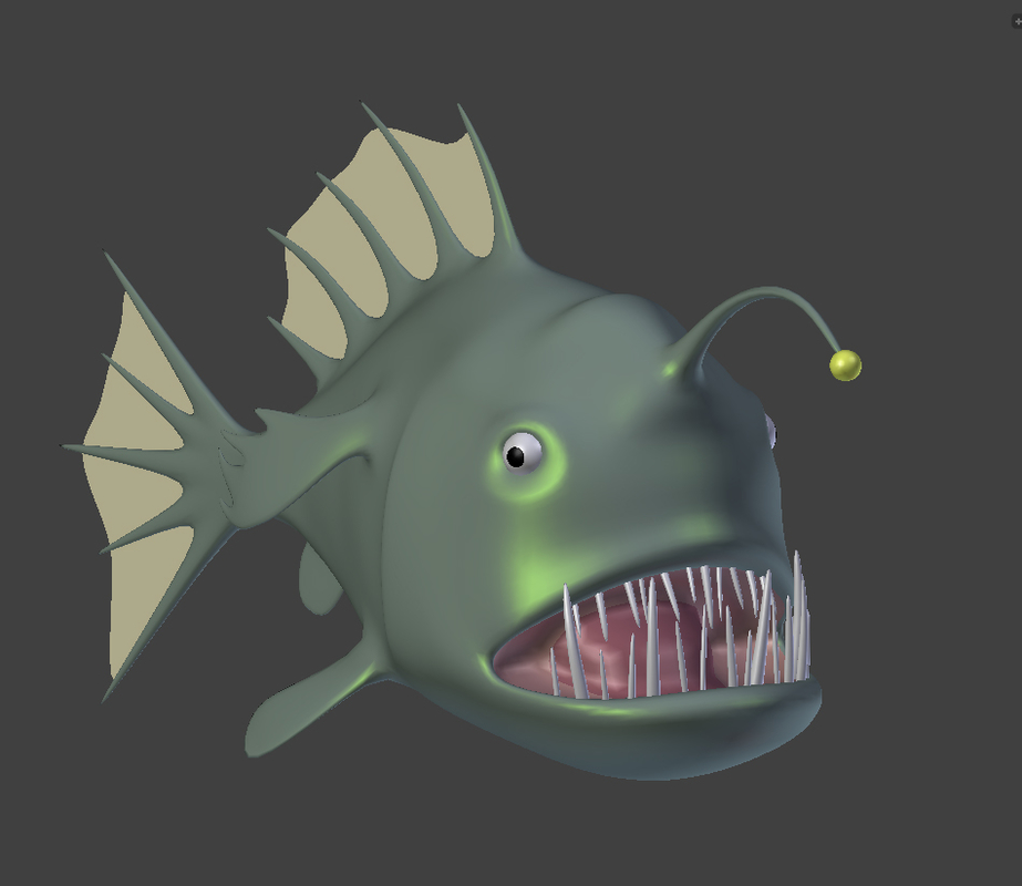 obj cartoon angler fish
