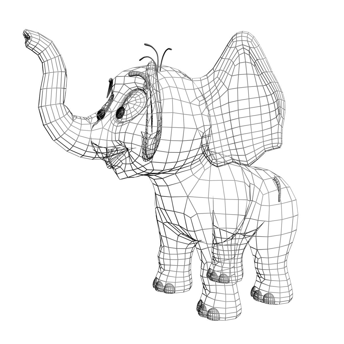 3d cartoon baby elephant rigged