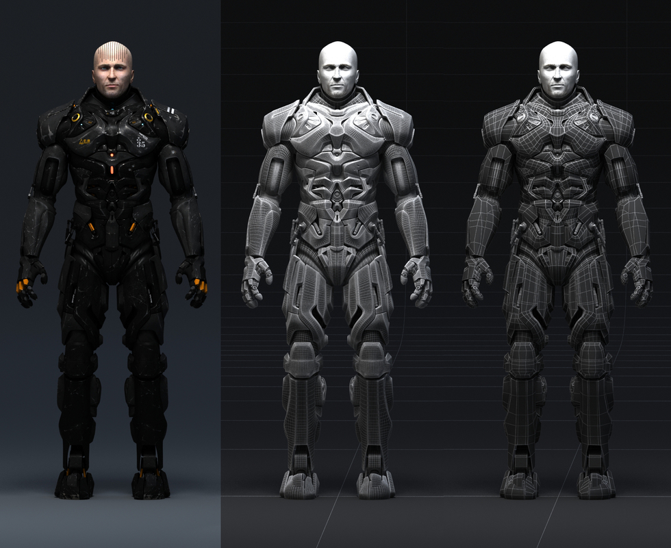 3d model cyborg polygons