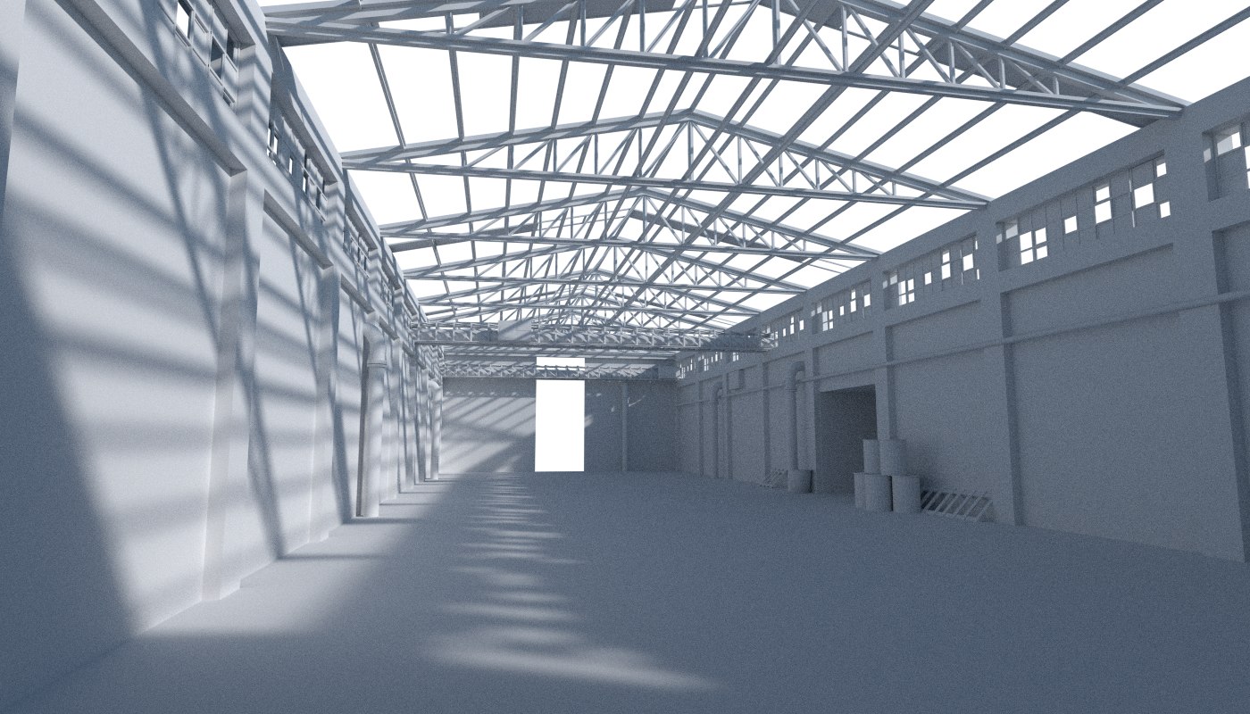 3d model hangar building warehouse