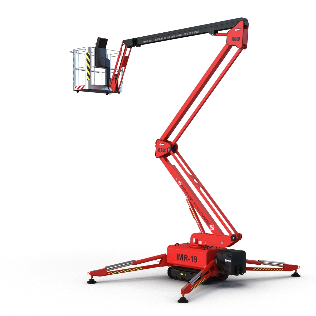 3d telescopic boom lift red