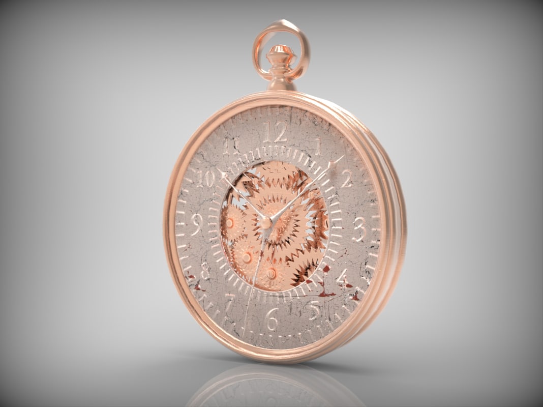 metallic pocket watch 3d obj