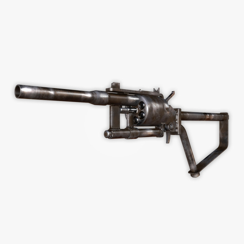 3d post-apocalyptic revolver model