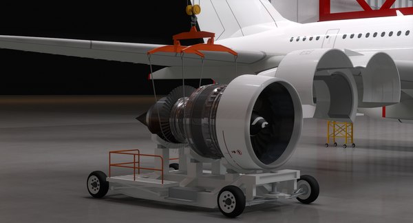 3d aircraft maintenance hangar scene