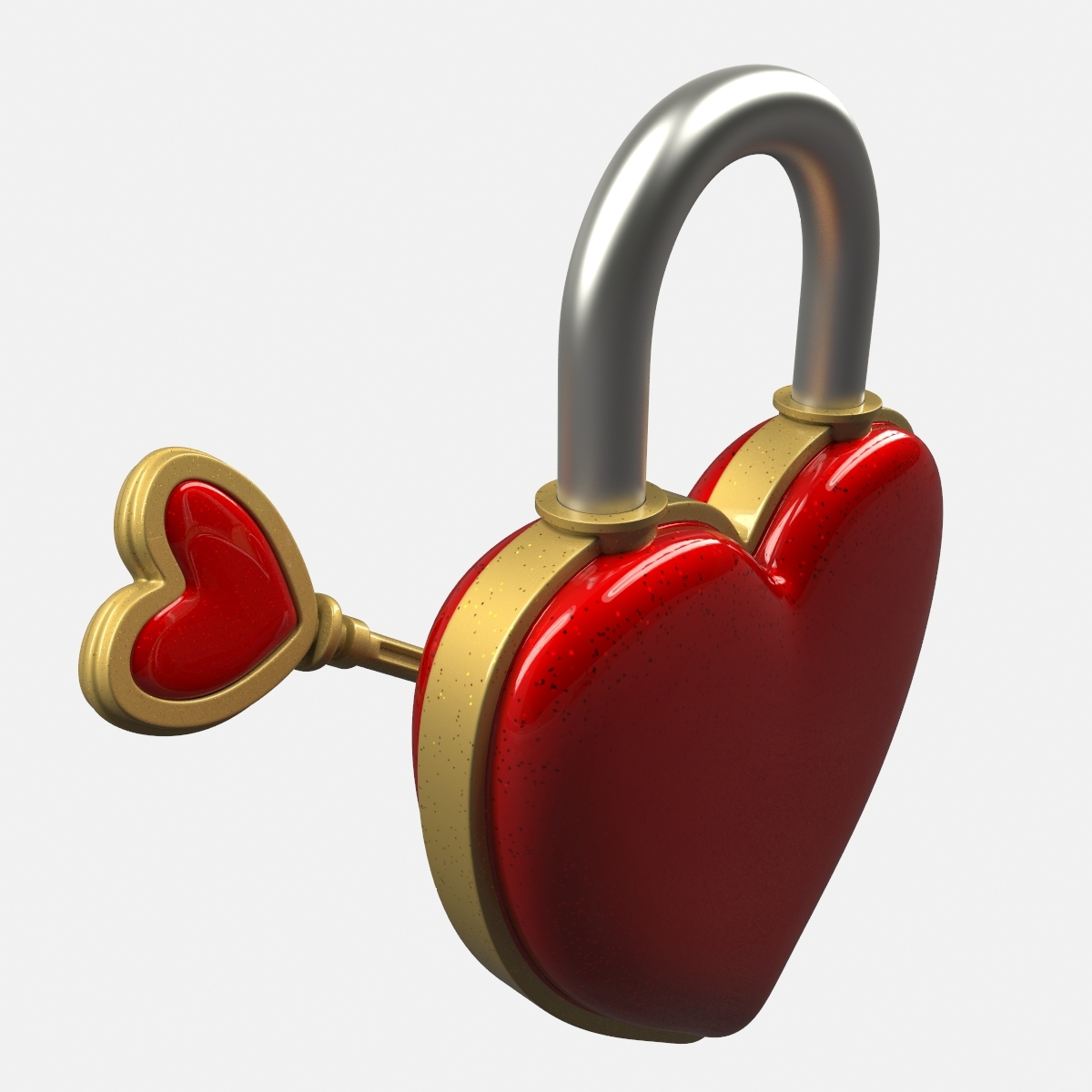 3d heart lock key model