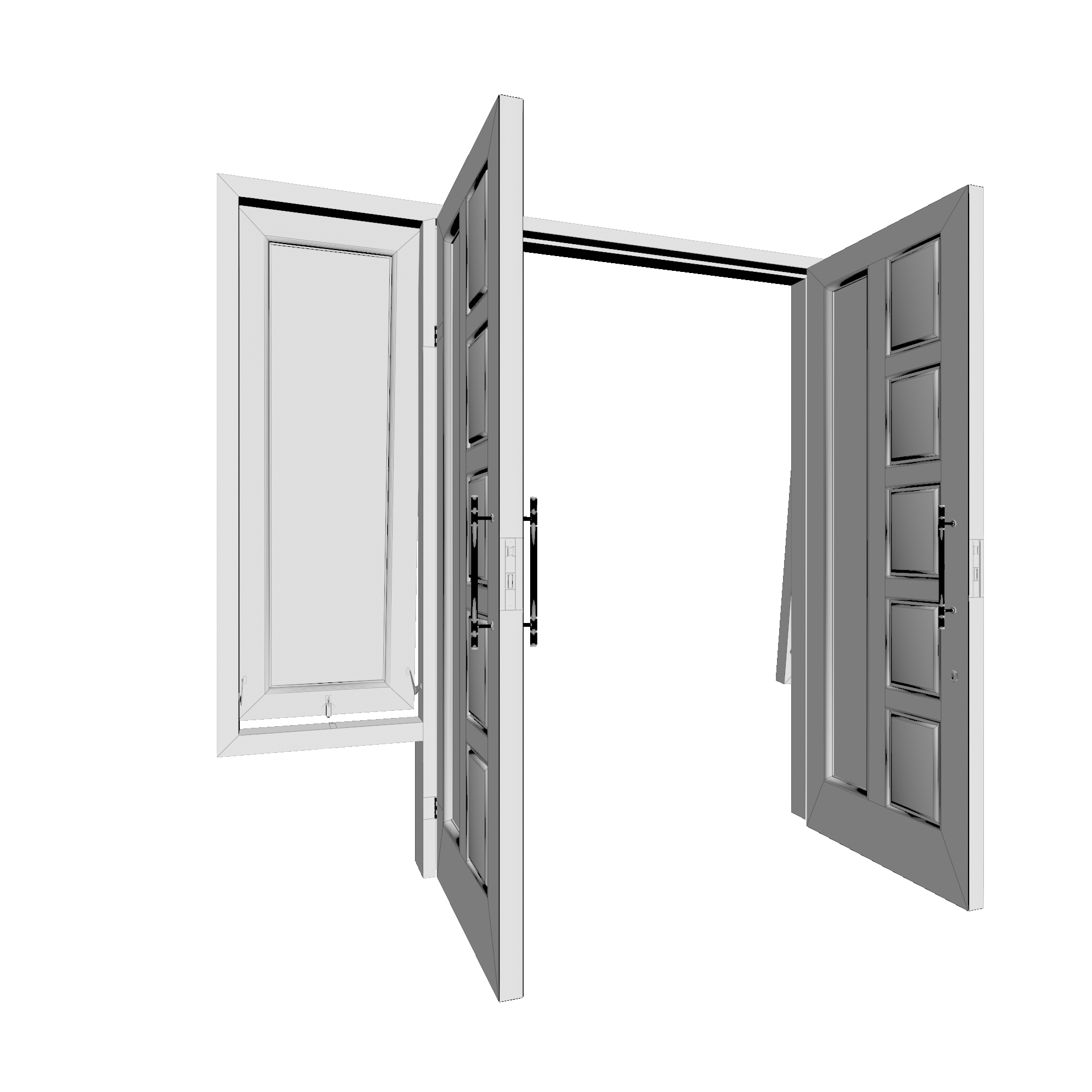 3d model double door window