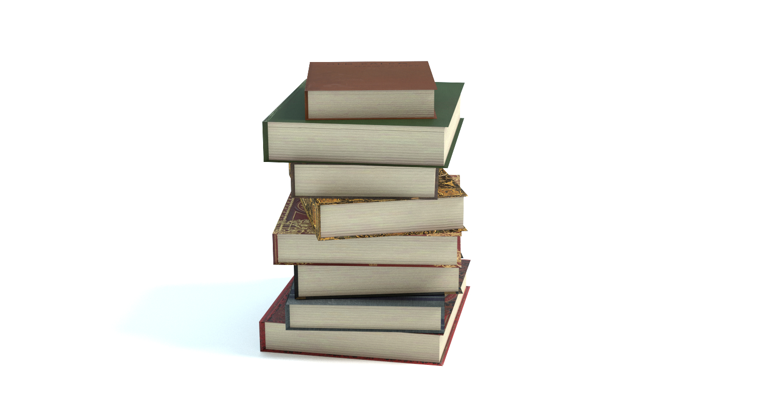 3d model stack old books