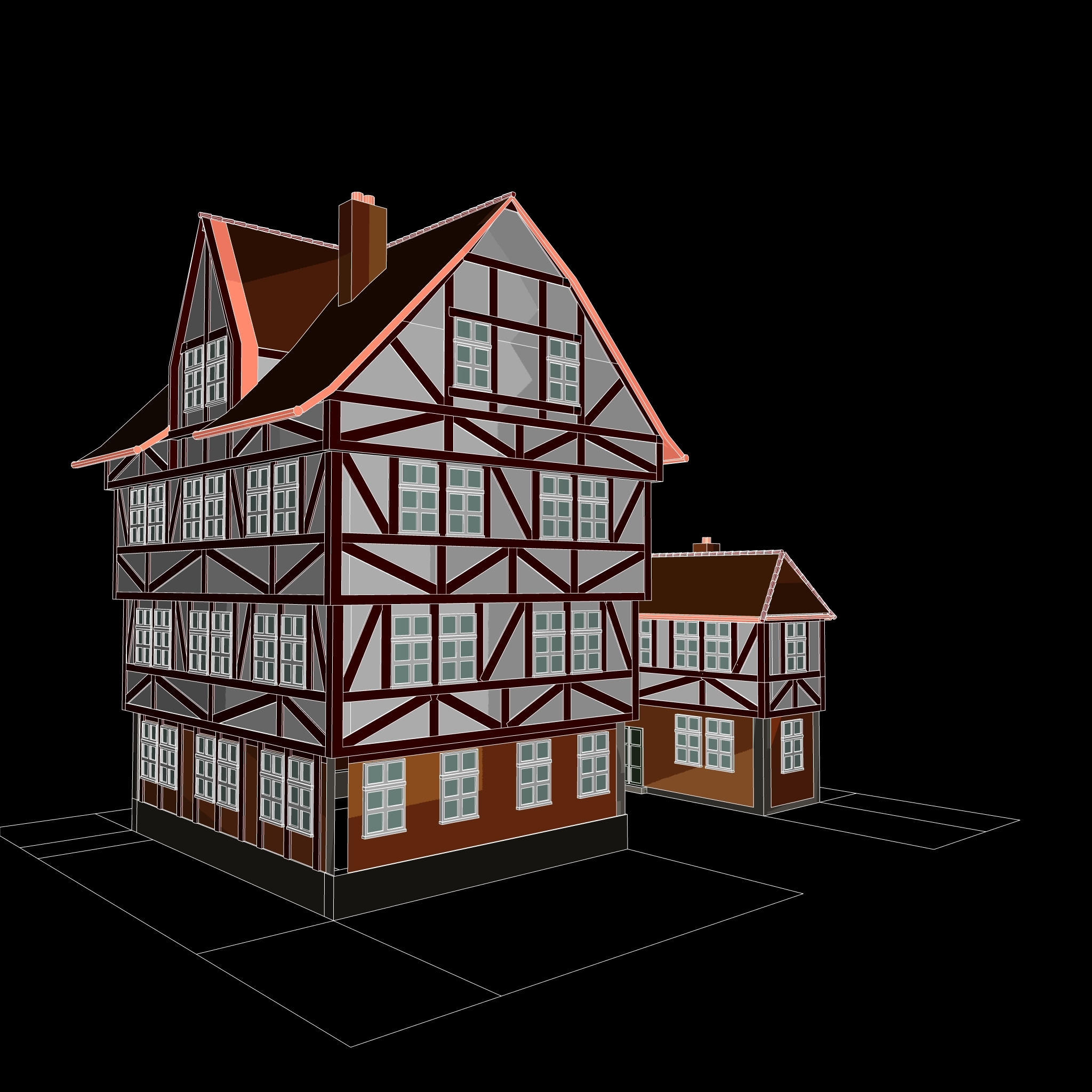 german half-timbered house 3d model