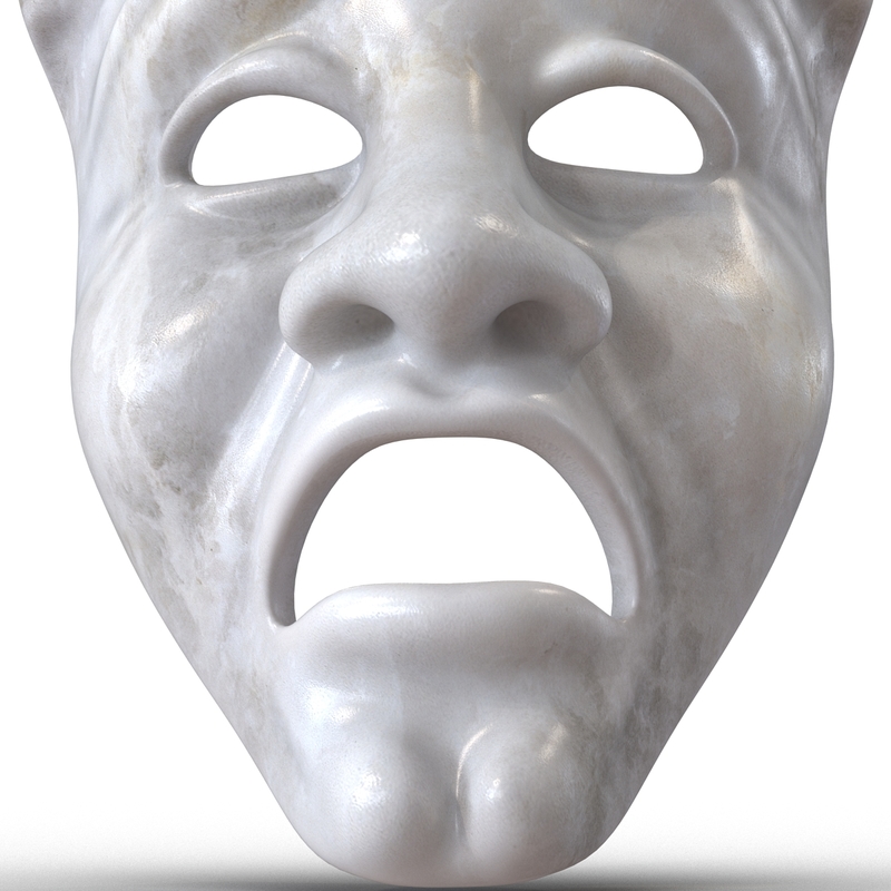 theatre masks set white marble 3d obj