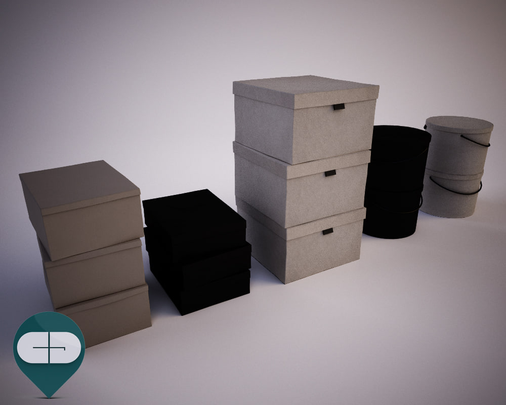 3d boxes interior set model