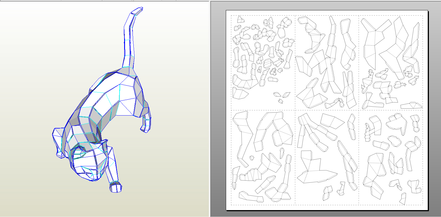 3d model paper cat
