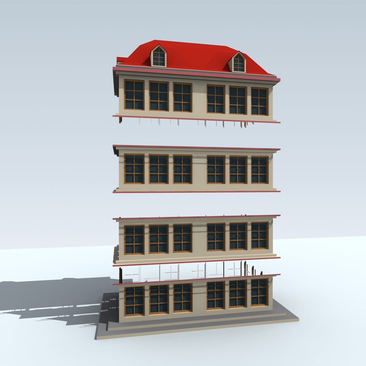 cartoon buildings 3d model