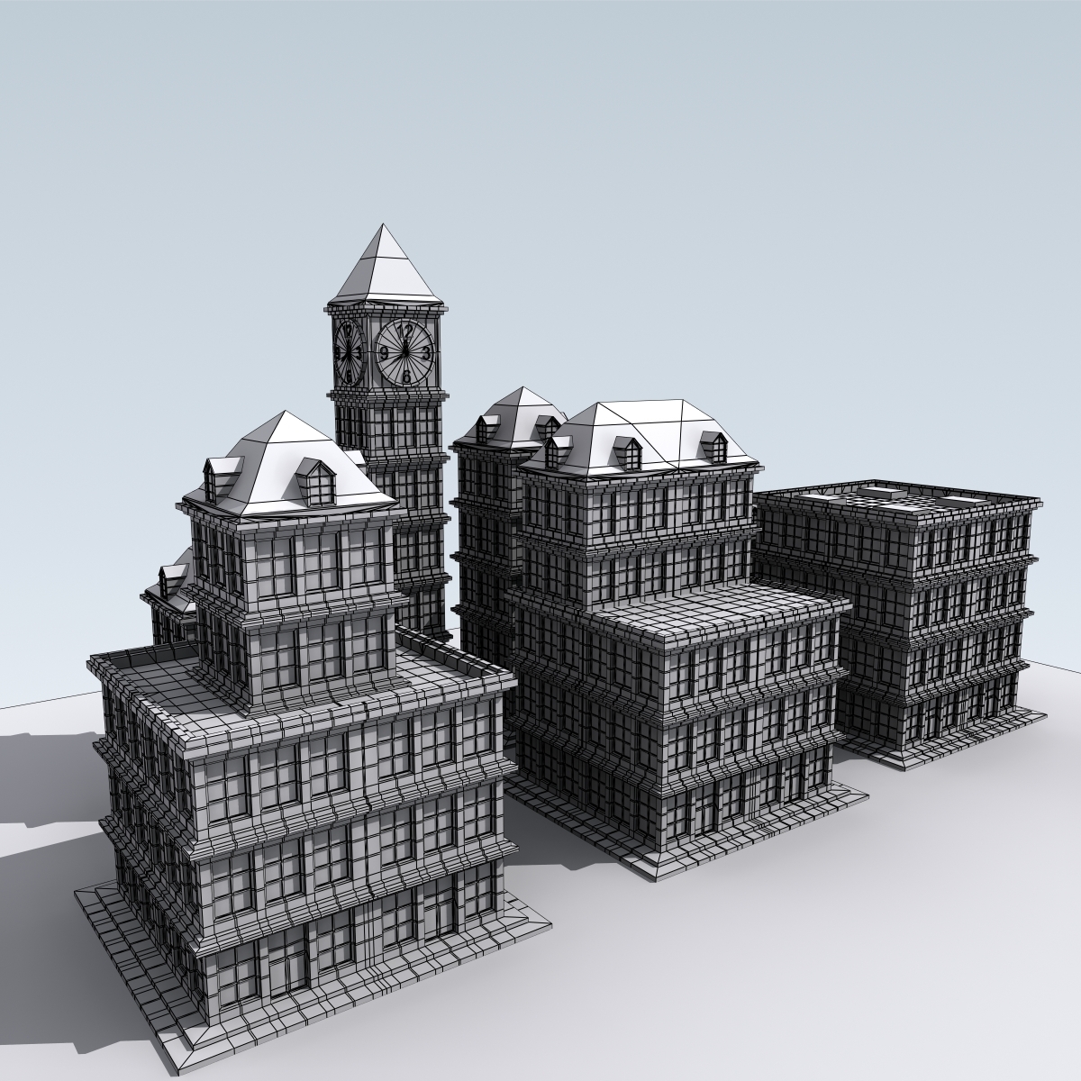 cartoon buildings 3d model
