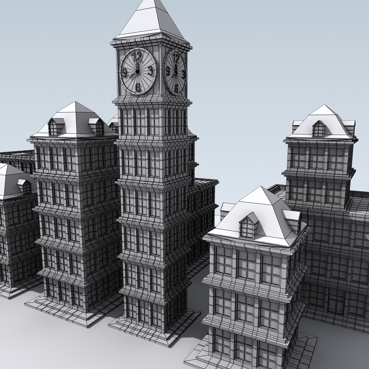 cartoon buildings 3d model
