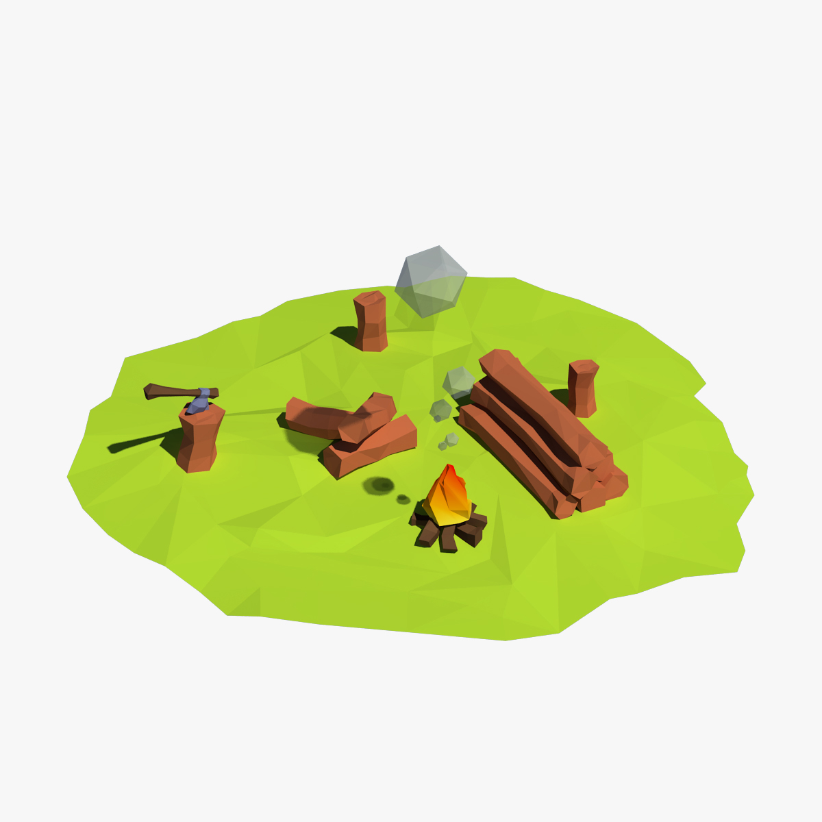 3d logs cartoon