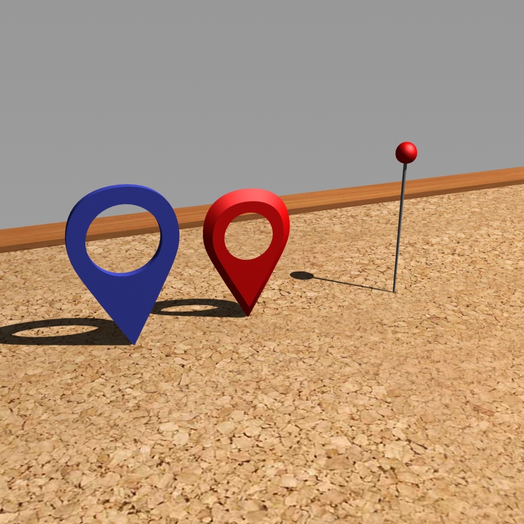 3d model modeled pin cork board