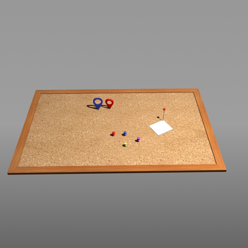 3d model modeled pin cork board