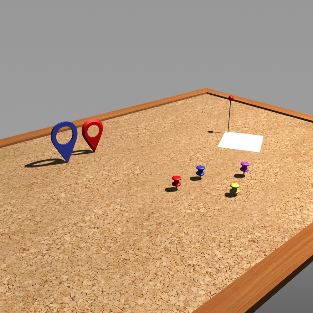 3d model modeled pin cork board