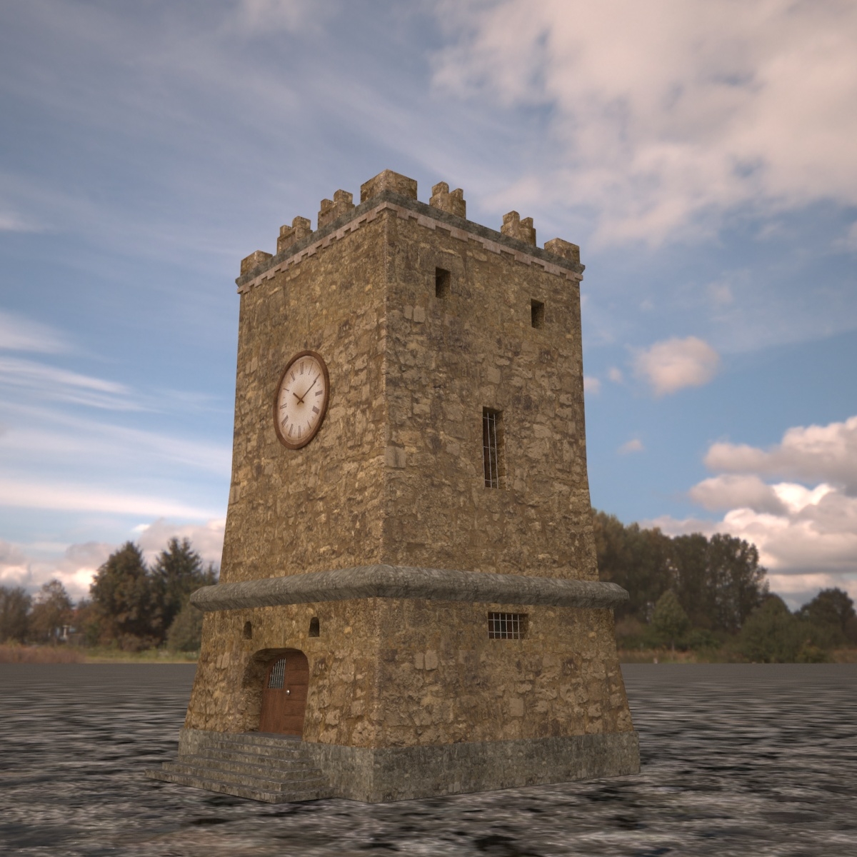 3d old city tower building