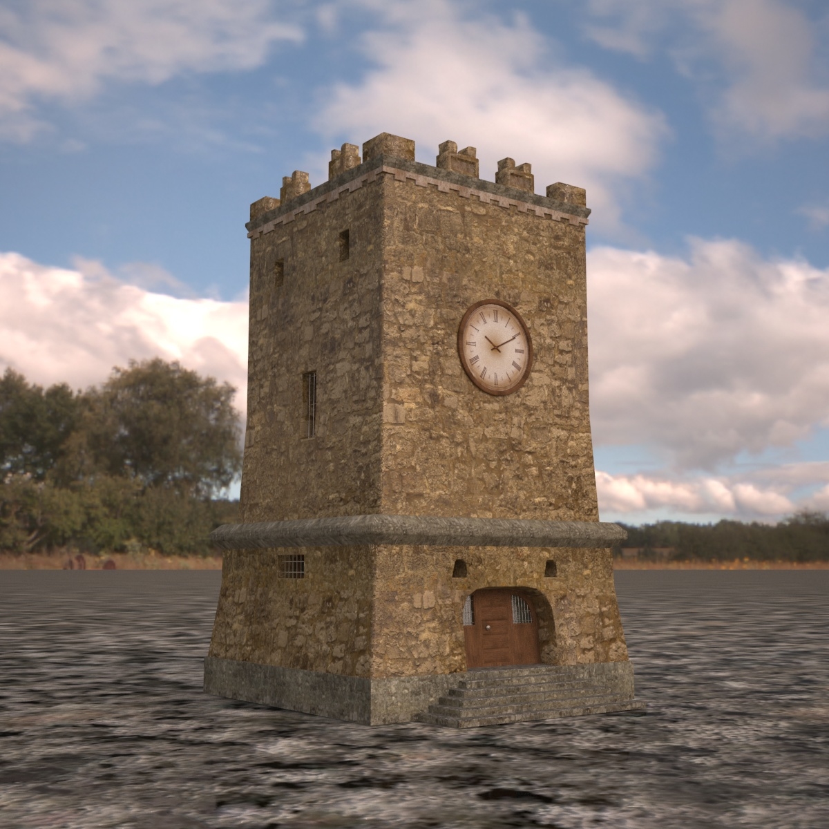 3d old city tower building