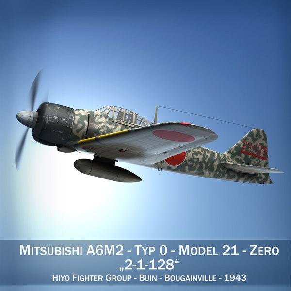 cinema4d mitsubishi a6m5 a6m fighter aircraft