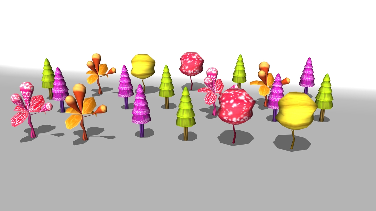 3d model cartoon trees