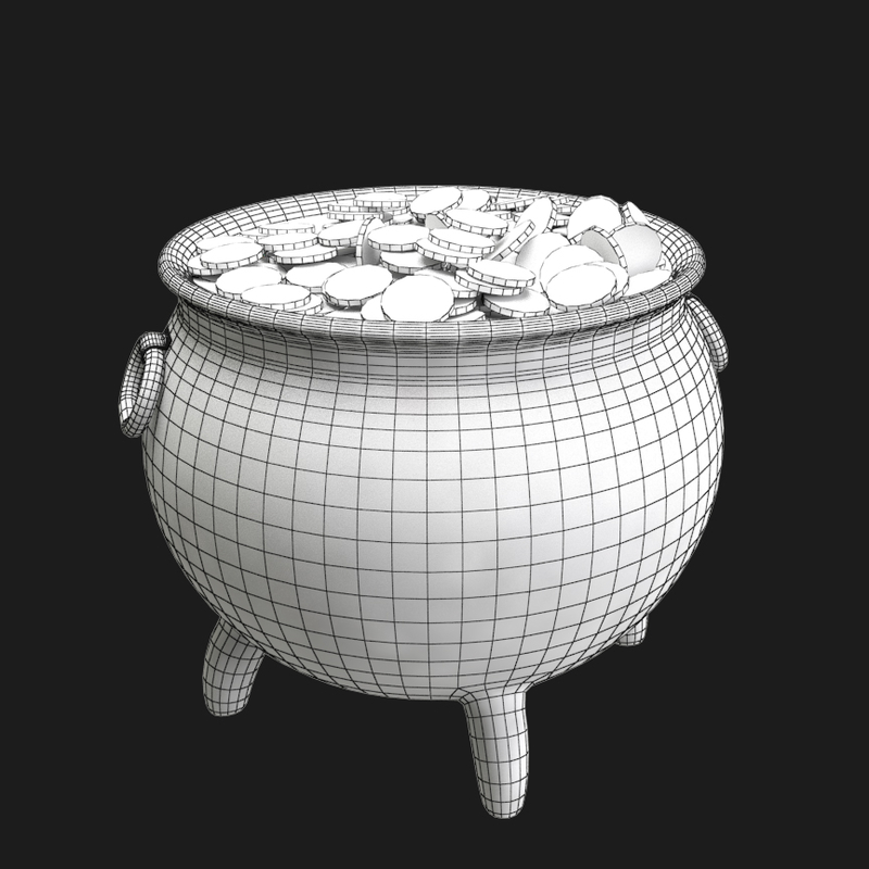 3d model pot gold coins