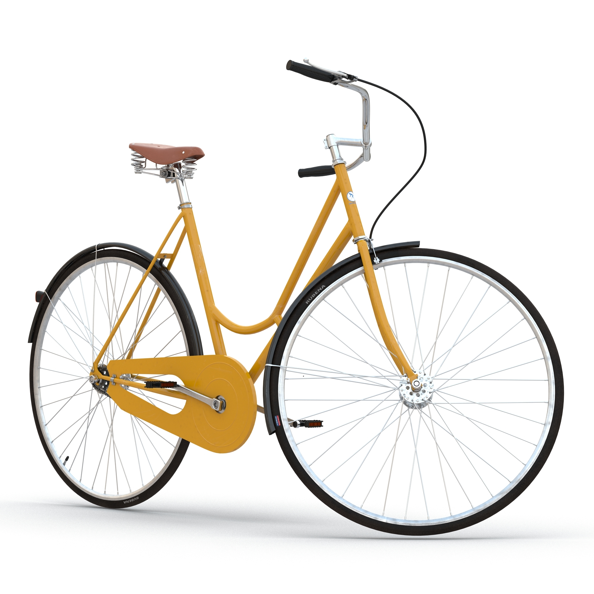 3d city bike yellow rigged