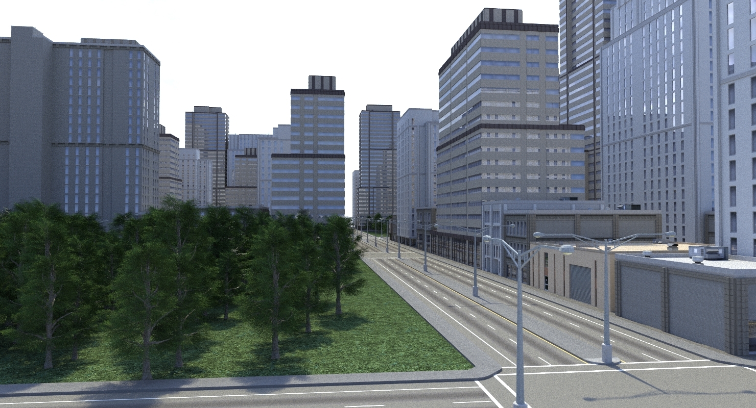 3d cityscape scene highrise