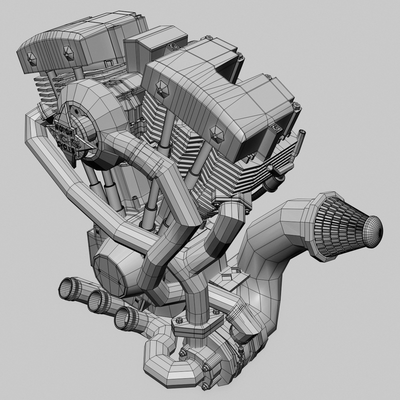 3d model of engine motor motorcycle