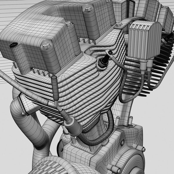 3d model of engine motor motorcycle