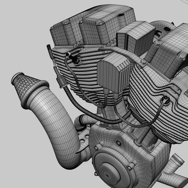 3d model of engine motor motorcycle
